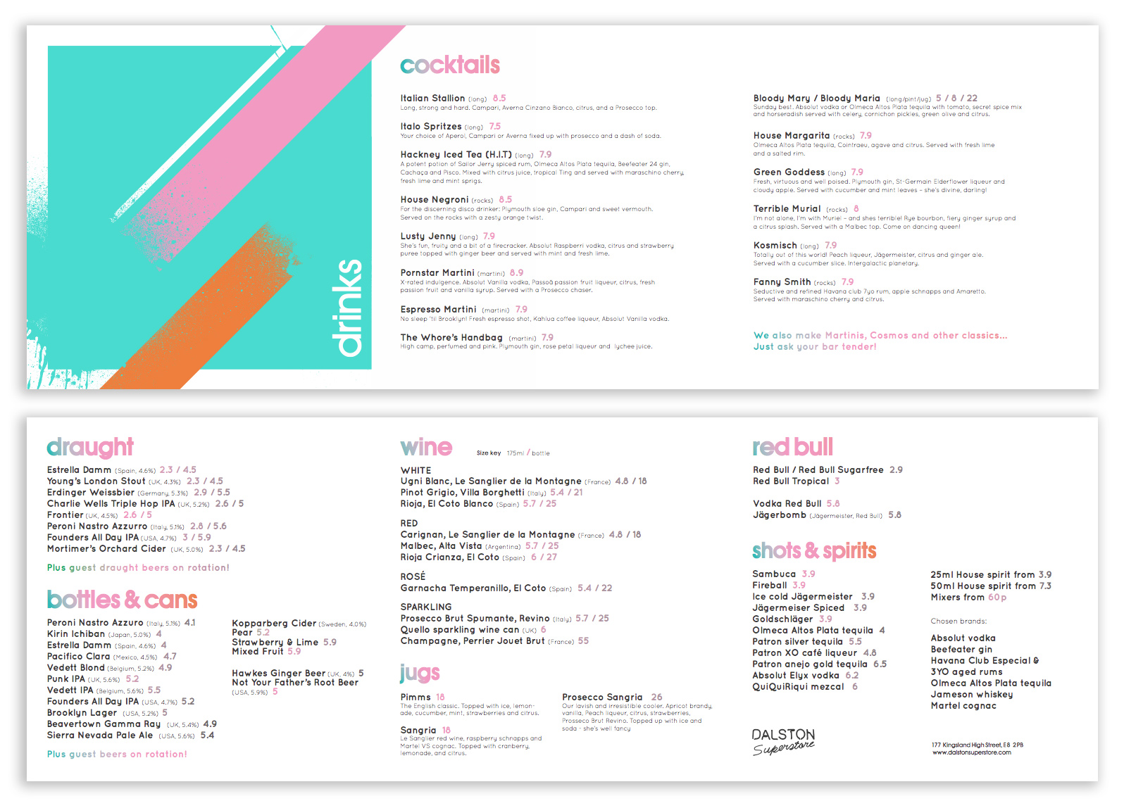 Dalston Superstore Menus | Studio Partyline